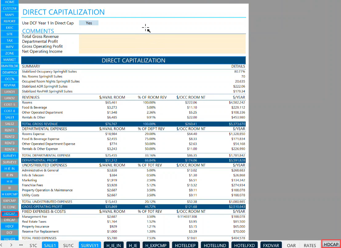 Hospitality: Using the Direct Capitalization and DCF Sheets in the ...
