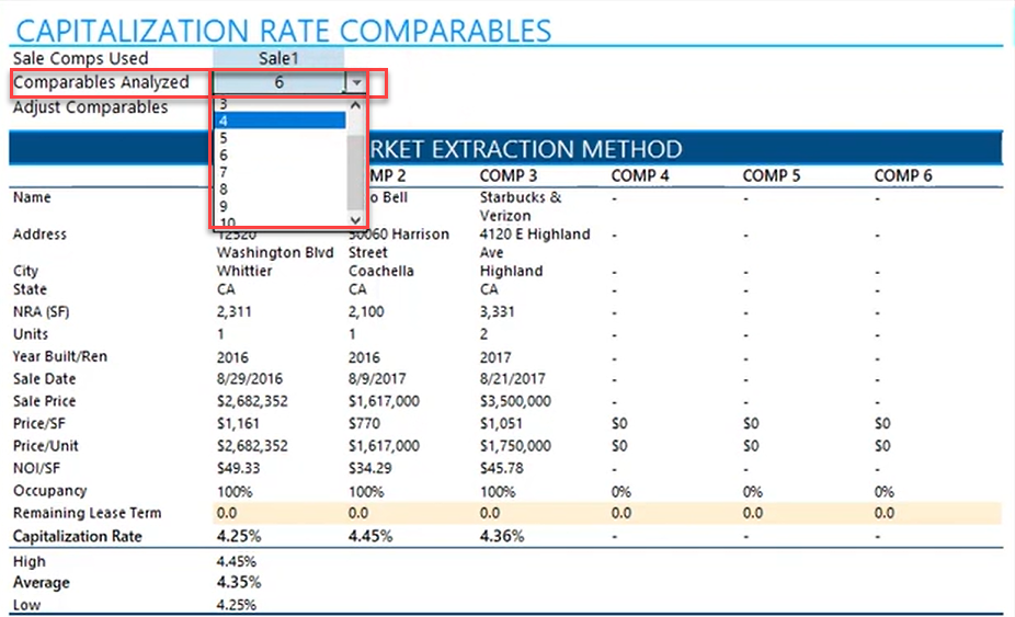 Valuation Workbook: Using the OAR - Capitalization Rates sheet – Valcre ...