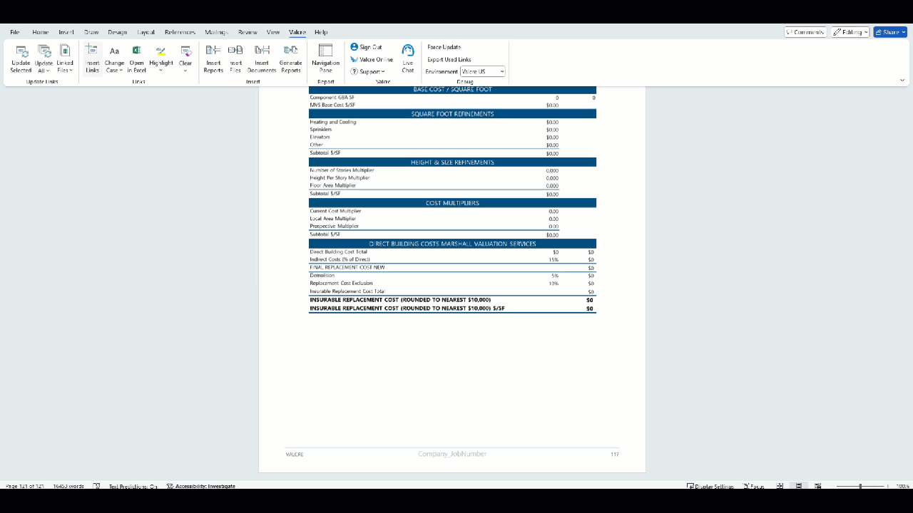 Valuation Workbook: PwC Sheet – Valcre Online Support